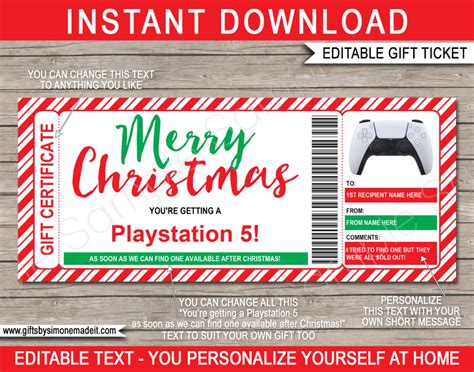 Christmas Playstation 5 T Certificate Template T Voucher Present