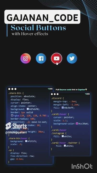 Social Buttons With Hover Effectshorts Trending Popular Viral Css