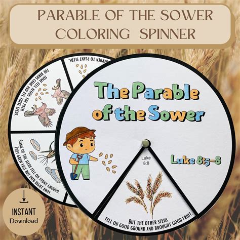 Printable Parable Of The Sower Coloring Spinner Wheel Bible Verse