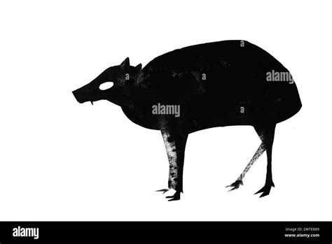 Silhouette Of Saber Toothed Deer Mouse Drawn By Hand With Stamp With