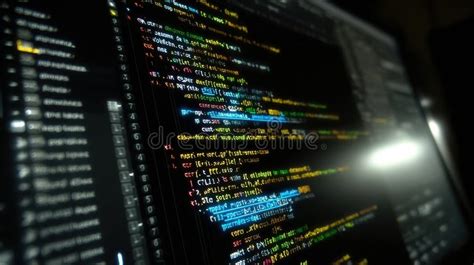 Coding In A Dark Environment With Colorful Syntax Highlighting On A