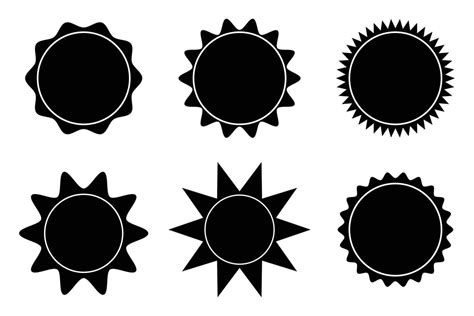 Zig Zag Edge Sunburst Set Of Round Badges Stamps Labels Price Tags