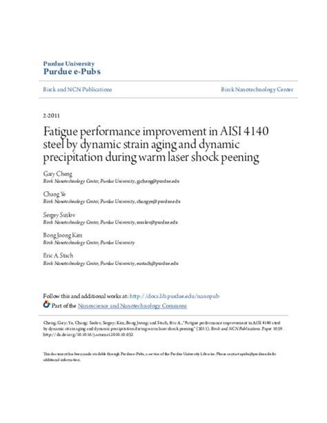 Pdf Fatigue Performance Improvement In Aisi 4140 Steel By Dynamic Strain Aging And Dynamic