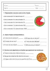 Atividades De Fração Para 4º Ano