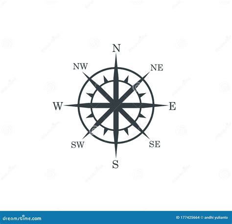Compass Rose Wind Direction Navigation Position Vector Graphic Design