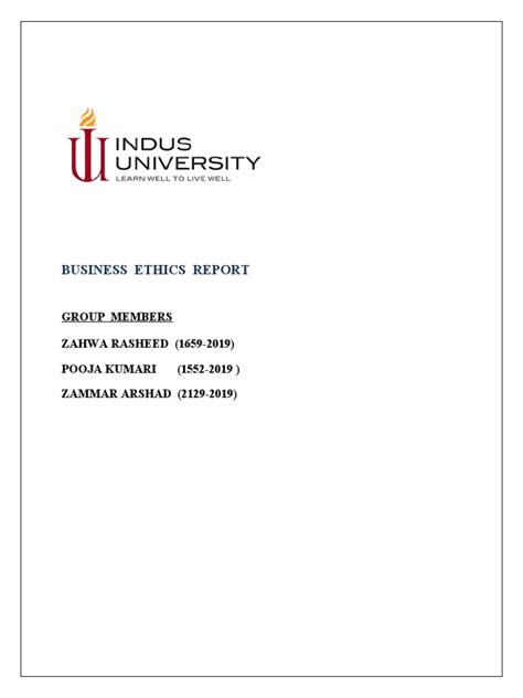 Business Ethics Report Pdf Business
