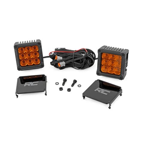 4 Inch Led Amber Light Pods Square Amber Drl Pair