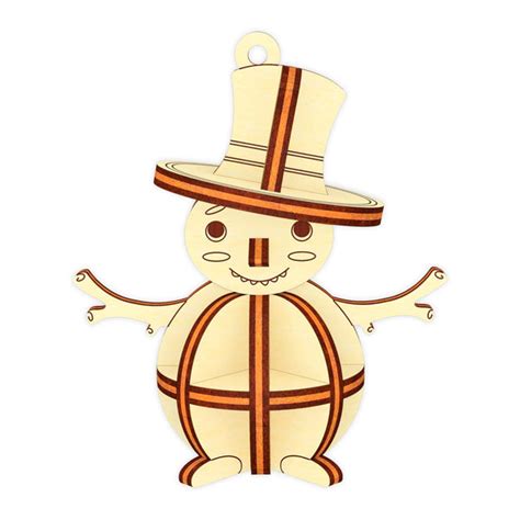 Mini Snowman With A Hat 3d Christmas Ornament With A Hanging Hole Glowforge Shop