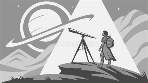 Astronomer With Telescope Ringed Planet Cosmic Wonder Vector Design Generative Ai Stock Vector