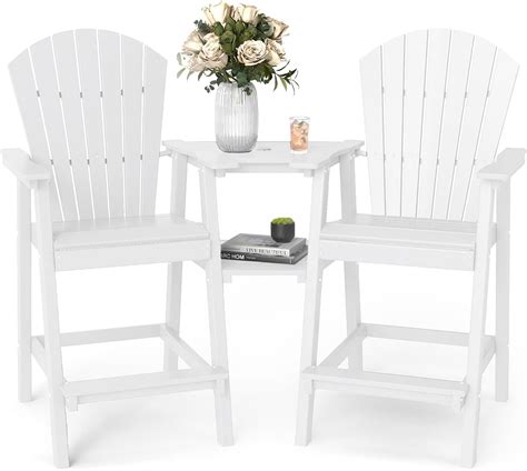 Foowin Tall Adirondack Chair Set Of 2 All Weather Hdpe Bar Height Adirondack Chair