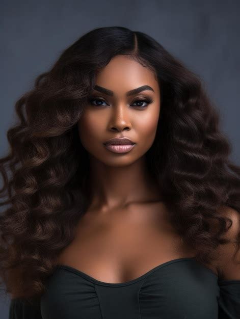 Premium Ai Image Beautiful Ebony African Model Woman With Long