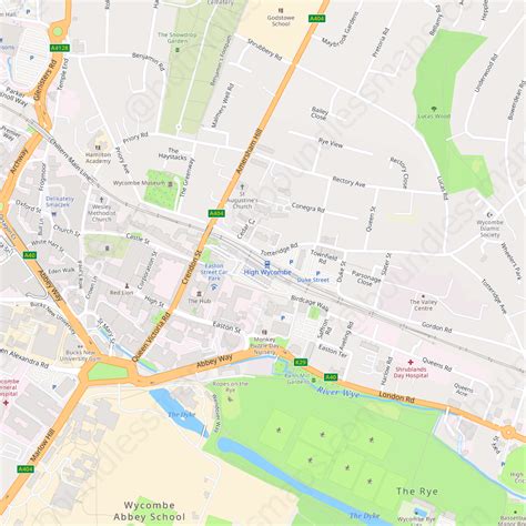 High Wycombe Modern Atlas Vector Map Boundless Maps Map Vector