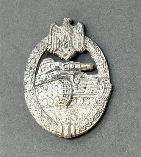 Original Maker Marked Wwii German Panzer Badge Silver Coa