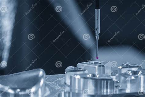 The Small Cmm Probe Measuring The Mold Parts On Machining Center Stock