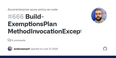 Build Exemptionsplan Methodinvocationexception · Issue 666 · Azureenterprise Azure Policy As