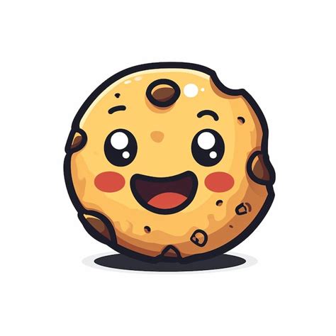 Happy Cartoon Cookie Character With A Bite Taken Out Ideal For