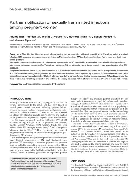 Pdf Partner Notification Of Sexually Transmitted Infections Among