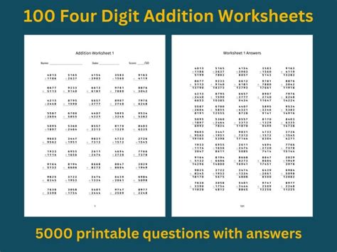 Addition Drill Worksheets 100 Problems