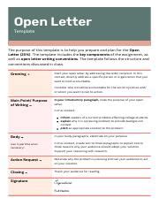 Open Letter Template Guide For Writing Impactful Letters Course Hero
