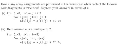 How Many Array Assignments Are Performed In The Worst