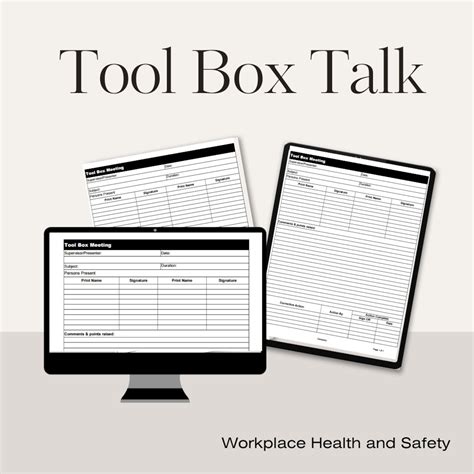 Toolbox Talk Template Workplace Health And Safety Compliance Pdf Etsy