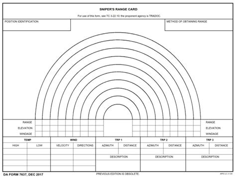Da Form 7637 Snipers Range Card Army Pubs Da Form