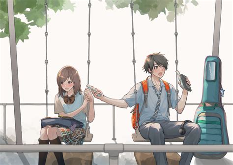 Safebooru 1boy 1girl Absurdres Black Hair Blush Bow Bowtie Brown Hair