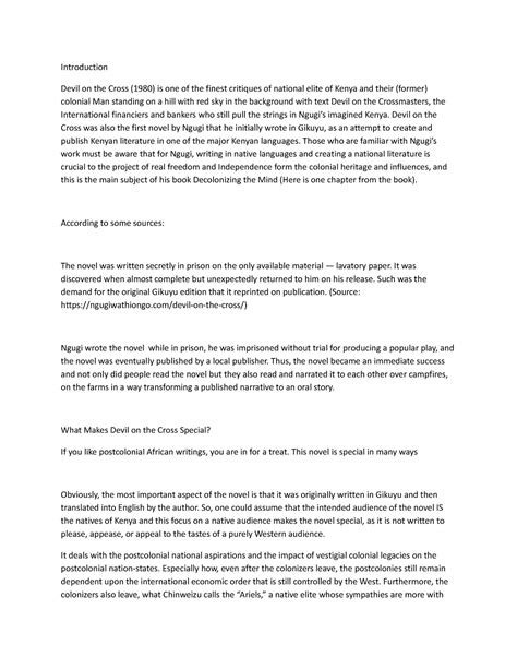 Devil On The Cross Summary Introduction Devil On The Cross 1980 Is One Of The Finest