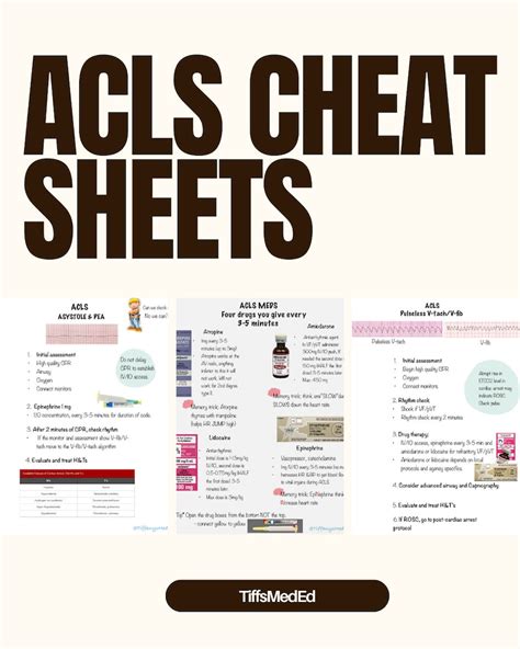 Acls Cheat Sheet Study Guide For Nurses Paramedics Physician