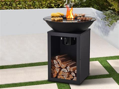 Barbecue Grelhador E Braseiro Carvão E Madeira Com Arrumação 80 X 80 X