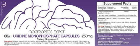Uridine Monophosphate Capsules Disodium Salt 60 Count Nootropic