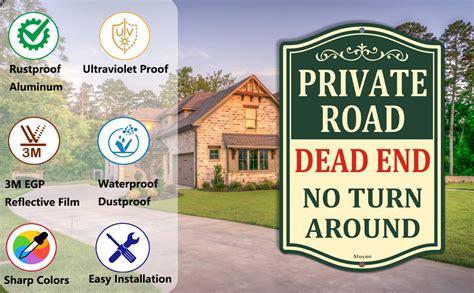 Dead End Sign No Turn Around Sign Private Road Sign Private