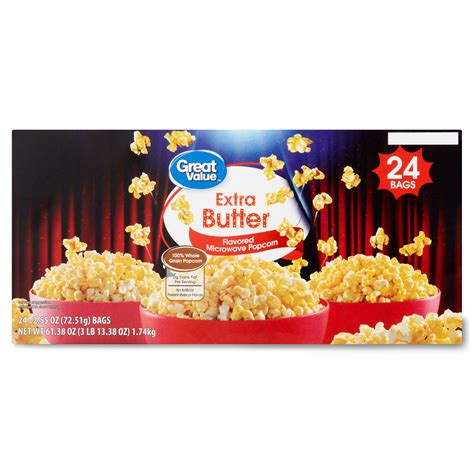 Great Value Extra Butter Microwave Popcorn 2 55 Oz 24 Count At Jamie