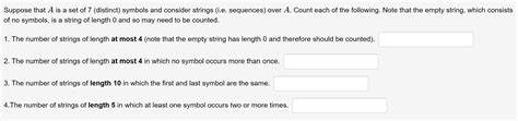 Solved A Suppose That A Is A Set Of Distinct Symbols And Chegg Com