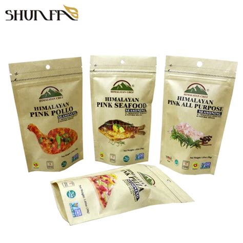 Customized Brown Kraft Paper Standup Zipper Pouch Seasoning Spice