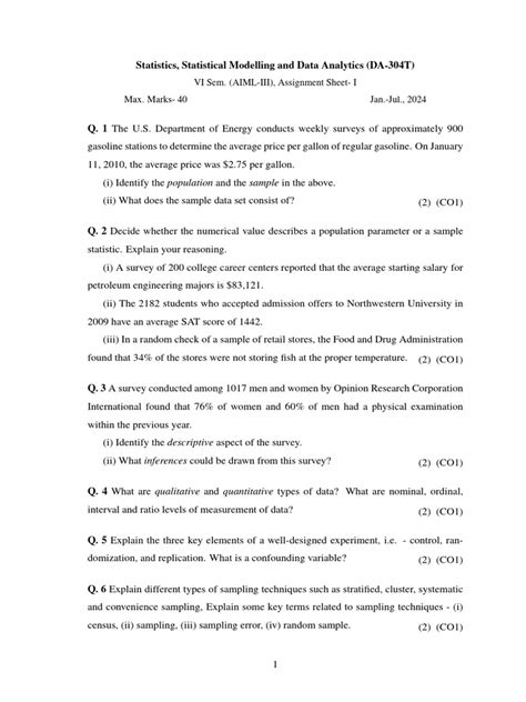 Assignment 1 Pdf Standard Deviation Variance