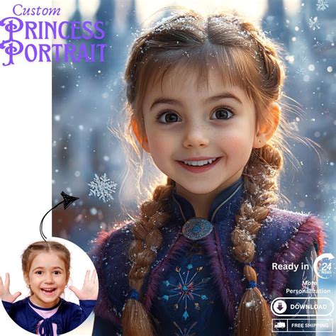 Custom Frozen Anna Portrait T Girls Personalized Frozen Anna Poster