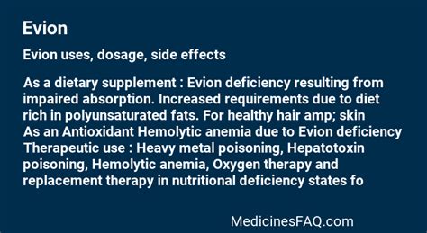 Evion Uses Dosage Side Effects Food Interaction And Faq