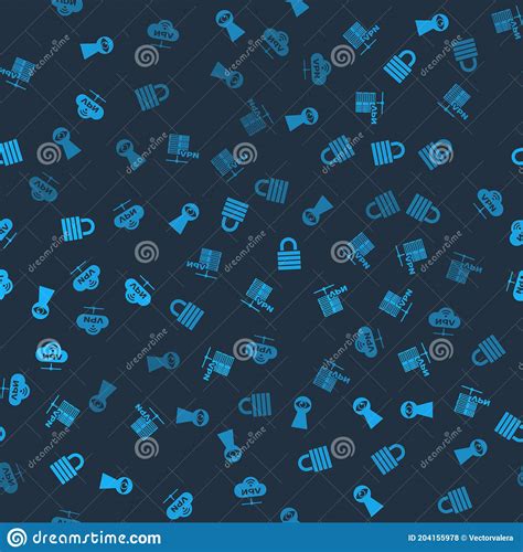 Set Keyhole With Eye Server Vpn Lock And Network Cloud Connection On Seamless Pattern Vector