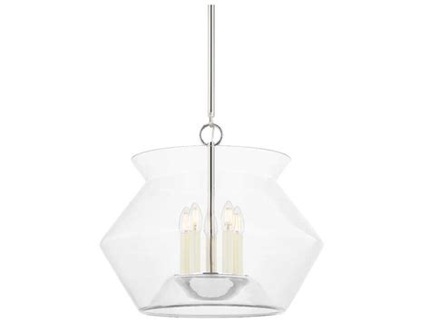 Hudson Valley Edmonton 5 Light Polished Nickel Glass Pendant Hv8121pn