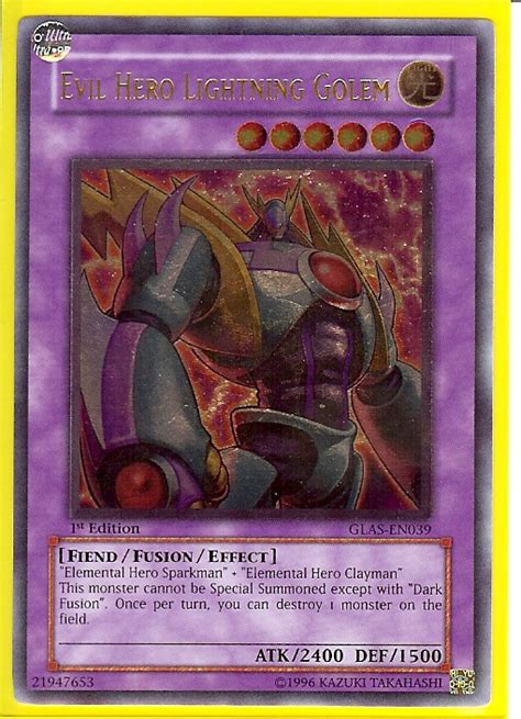 Glas En039u Evil Hero Lightning Golem Ultimate Rare Gladiators Assault Trading Card Mint