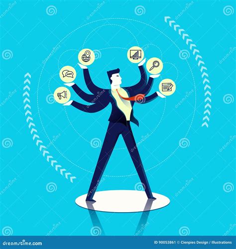 Business Man Multitask Concept Illustration Stock Vector Illustration