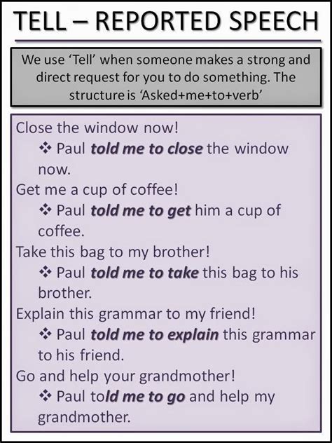 Ask And Tell Reported Speech 2 2 Idioma Inglês Salas De Aula De