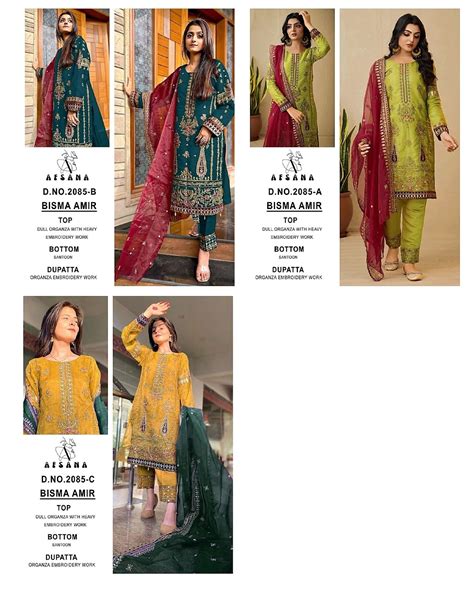 2085 Bisma Amir Afsana Organza Pakistani Readymade Suits Kavya Style Plus