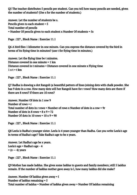 Ncert Solutions 2025 Class 6 Maths Chapter 11 Algebra Question Answer