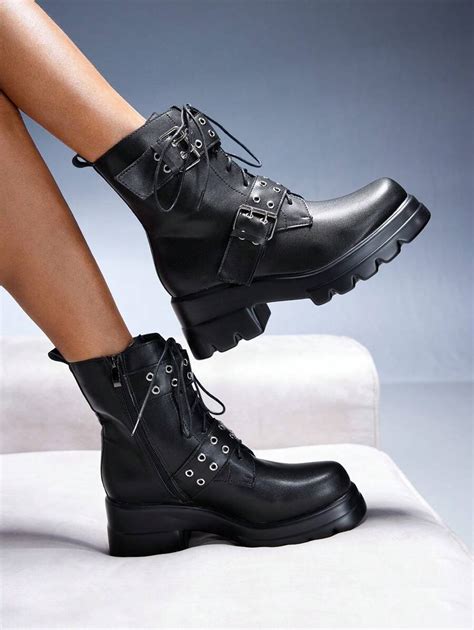 Cuccoo Cuccoo Grlicon Damskie Buty Outdoor Z Okrągłym Noskiem Gruba Podeszwa Guziki Materiał