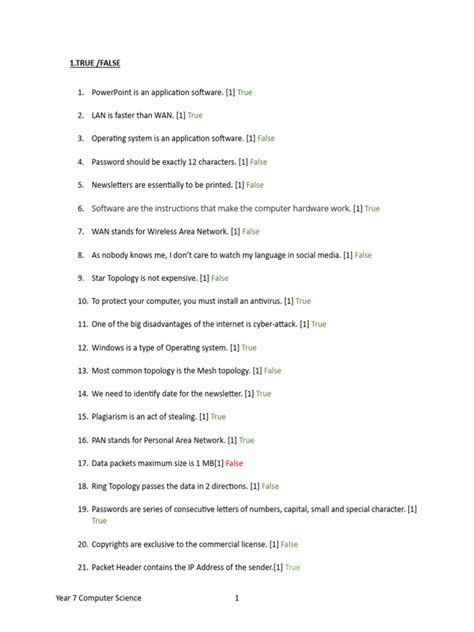 Year 7 Revision Final Solved Download Free Pdf Integer Computer