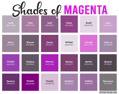 170 Shades Of Magenta Color Names Hex Rgb Cmyk Codes