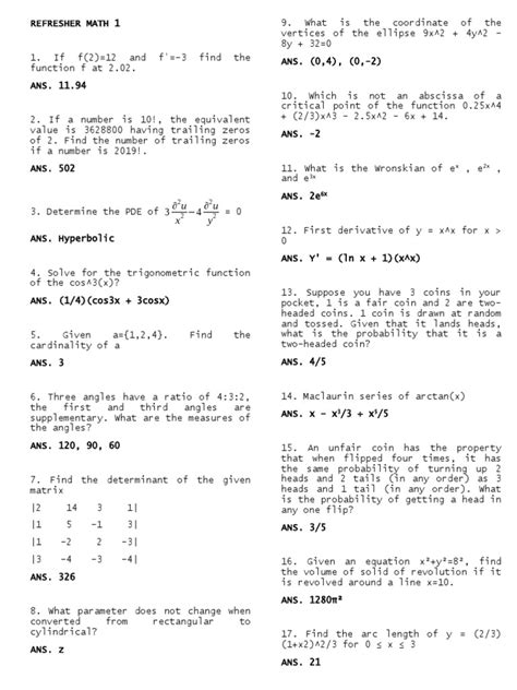 Math Refresher 1 Pdf Volume Angle