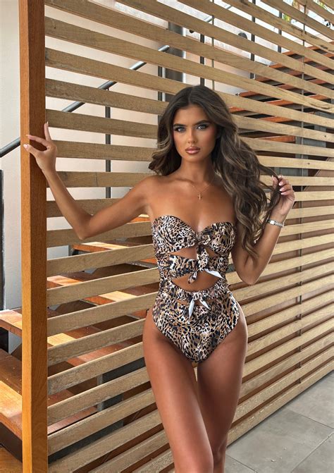 Carly Bow Swimsuit Leopard Sale Sorelleuk